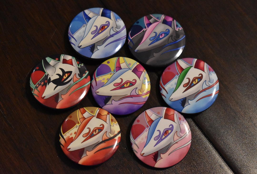 Yo-kai Watch Kyubi Pinback Buttons 32mm Kyubi, Frostail, Darkyubi ...