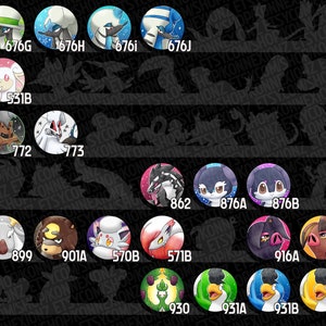 Normal Type Pokemon Pinback Buttons 32mm Furfrou, Silvally, Obstagoon ...