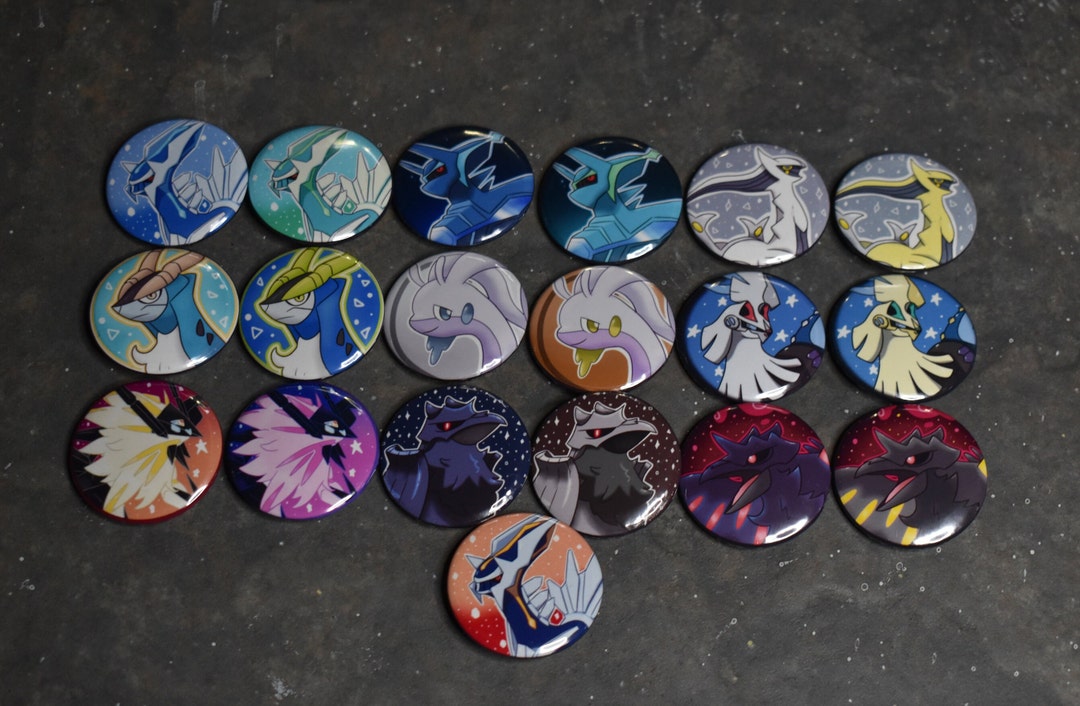 Steel Type Pokemon Pinback Buttons 32mm Dialga, Arceus, Cobalion ...
