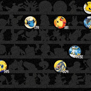 Electric Type Pokemon Pinback Buttons 32mm Pikachu, Eelektross ...