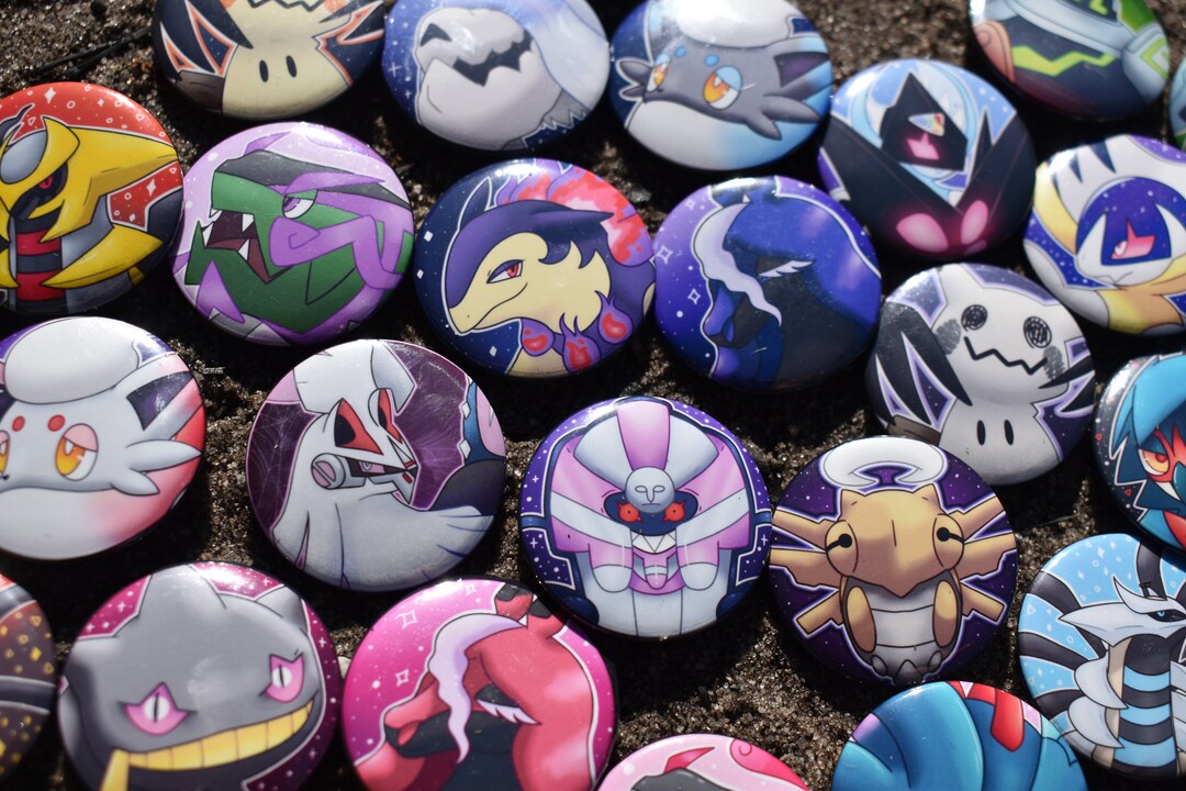 Ghost Type Pokemon Pinback Buttons 32mm Gengar, Giratina, Silvally ...