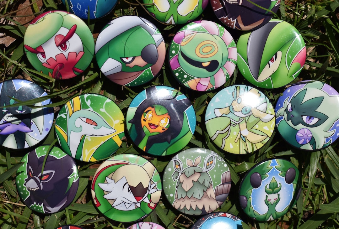 Grass Type Pokemon Pinback Buttons 32mm Meowscarada, Lurantis ...