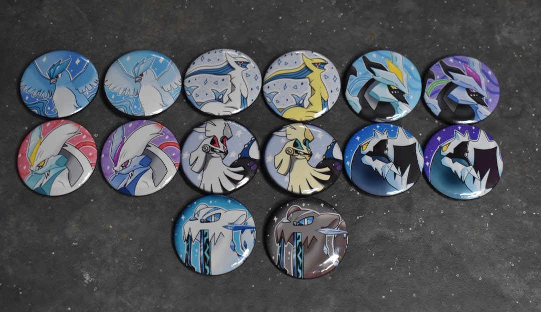 Ice Type Pokemon Pinback Buttons 32mm Articuno, Arceus, Silvally ...