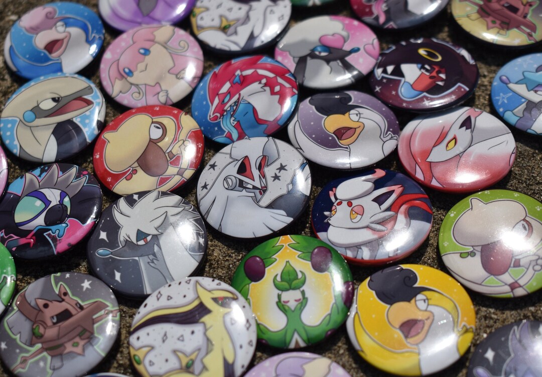 Normal Type Pokemon Pinback Buttons 32mm Furfrou, Silvally, Obstagoon ...