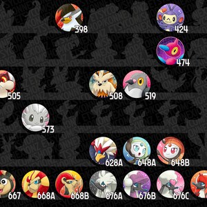 Normal Type Pokemon Pinback Buttons 32mm Furfrou, Silvally, Obstagoon ...