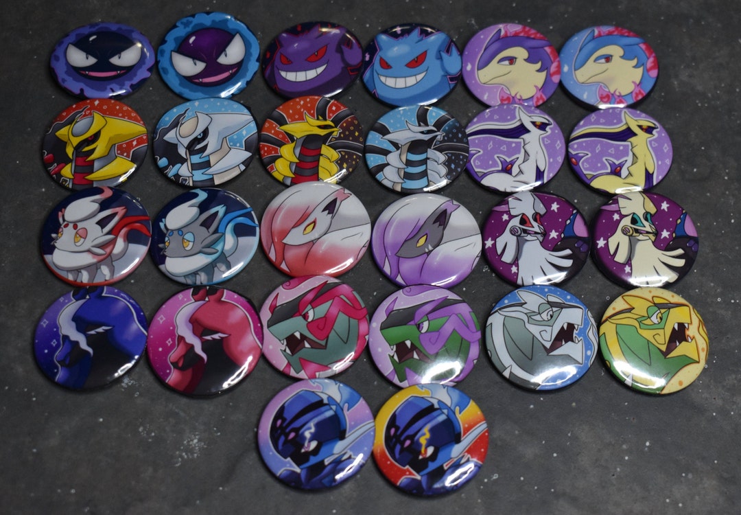 Ghost Type Pokemon Pinback Buttons 32mm Gengar, Giratina, Silvally ...