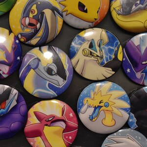 Electric Type Pokemon Pinback Buttons 32mm Pikachu, Eelektross, Silvally, Miraidon, Toxtricity ...