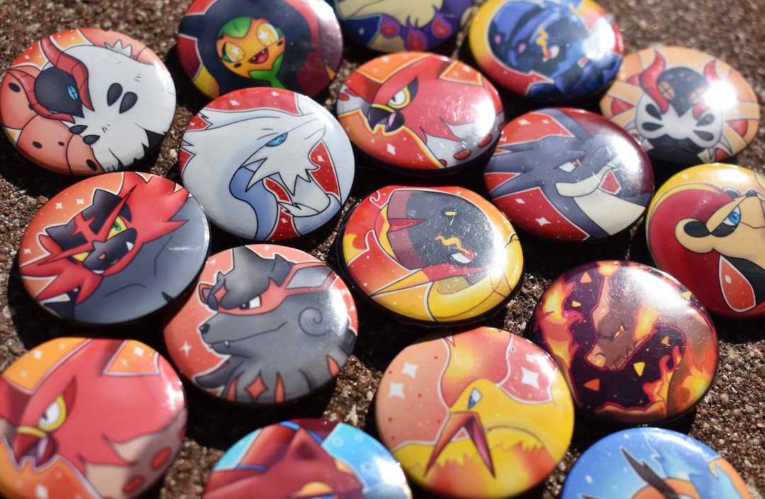 Fire Type Pokemon Pinback Buttons 32mm Charizard, Armarouge, Volcarona ...