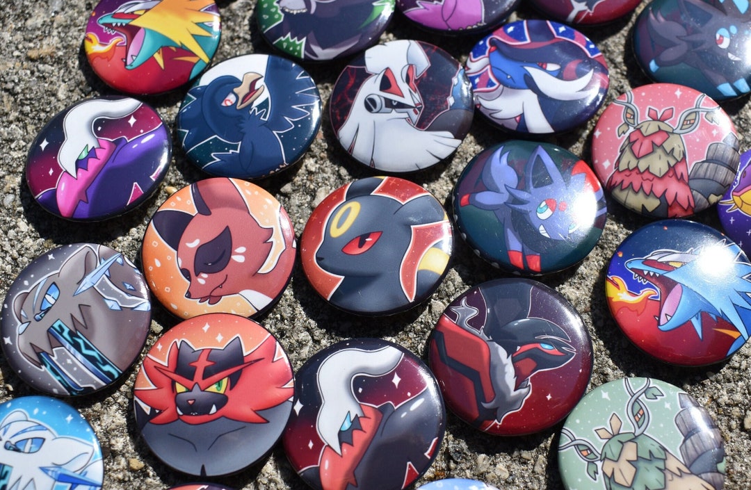 Dark Type Pokemon Pinback Buttons 32mm Umbreon, Murkrow, Absol, Darkrai ...