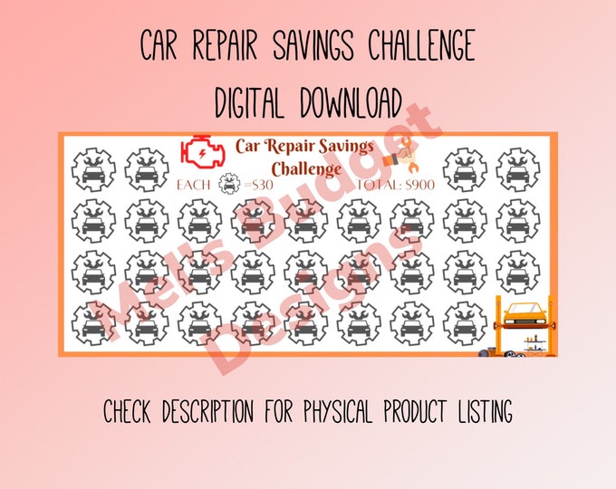 Car Repair Savings Challenge - Etsy