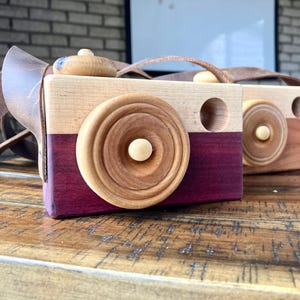 Wooden Toy Camera. Leather Strap. Newborn Photo Prop. Pretend Play. - Etsy