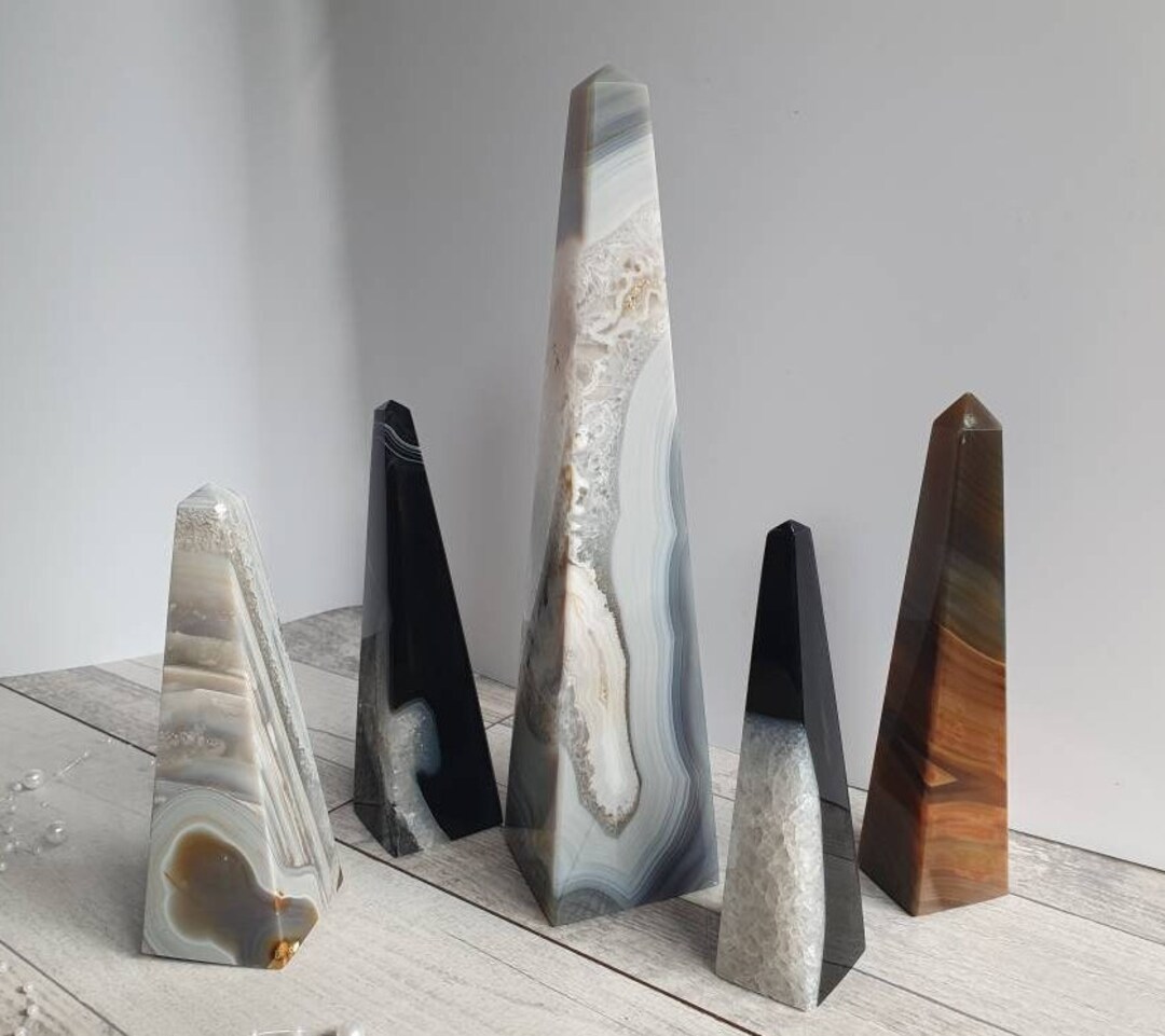Agate Obelisk 215g to 1,250 G | 143 Mm to 272 Mm Gemstone Crystal Tower ...