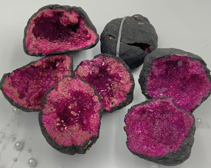 Quartz Geode Druse Pair Red-dark Red-pink - Etsy