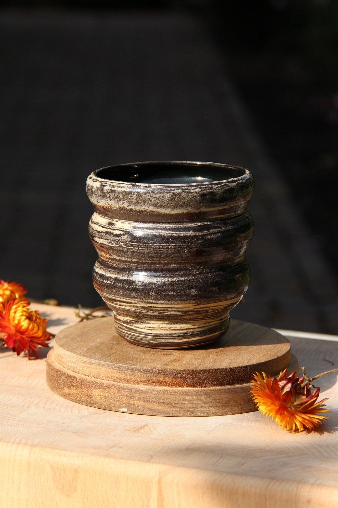 Wavy Wiggly Bubbly Shaped Marbled Ceramic Clay Cup Handmade Ceramic ...