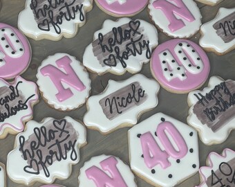 1 Dozen 40th Birthday 40th Birthday Cookies 40th Birthday - Etsy