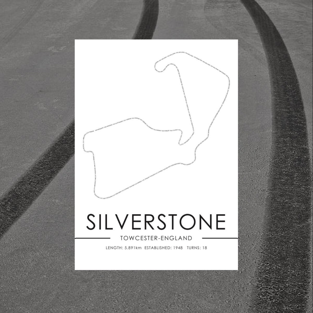 F1 Minimalistic Racetrack Layout Digital Print-constructor Winner ...