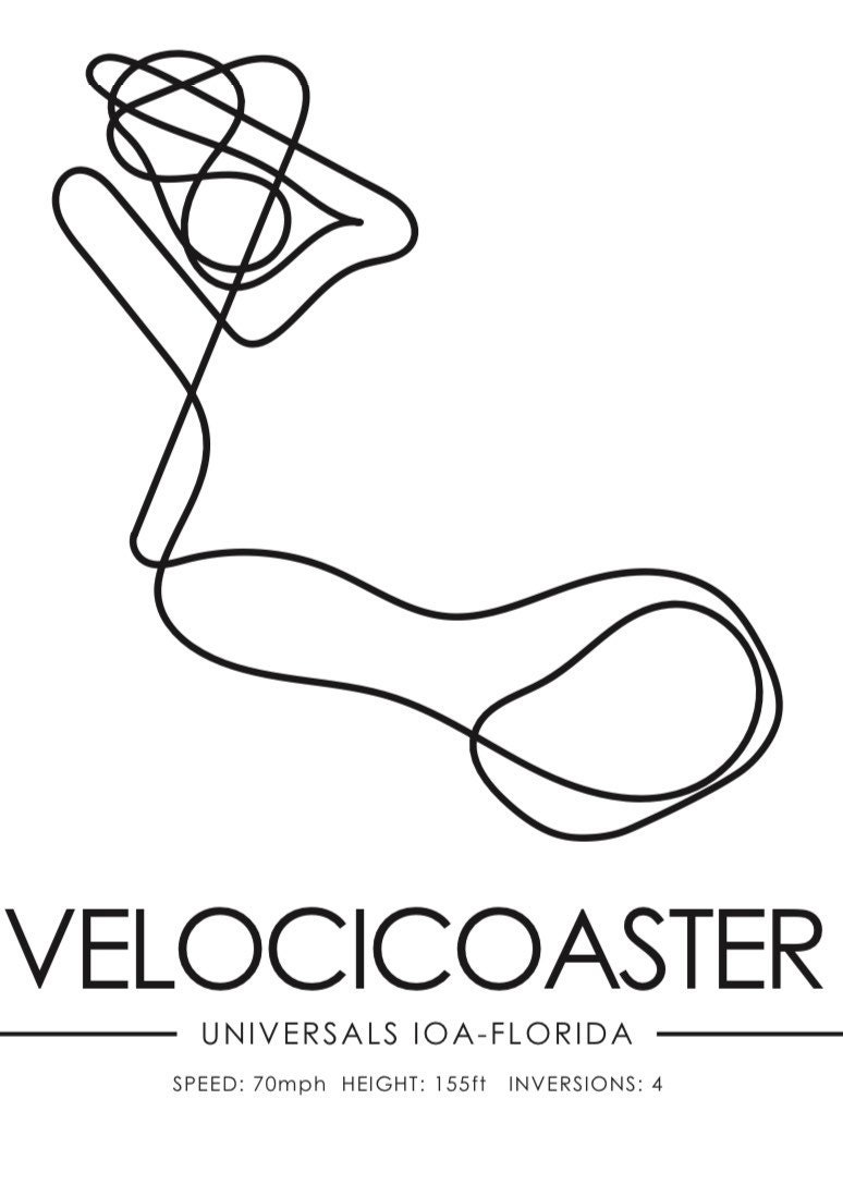Velocicoaster Minimalistic Rollercoaster Layout Print - Etsy