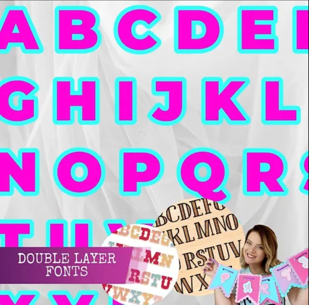 Exclusive Auntie Tay basic Block Double Layer Font Alphabet A-Z Double ...
