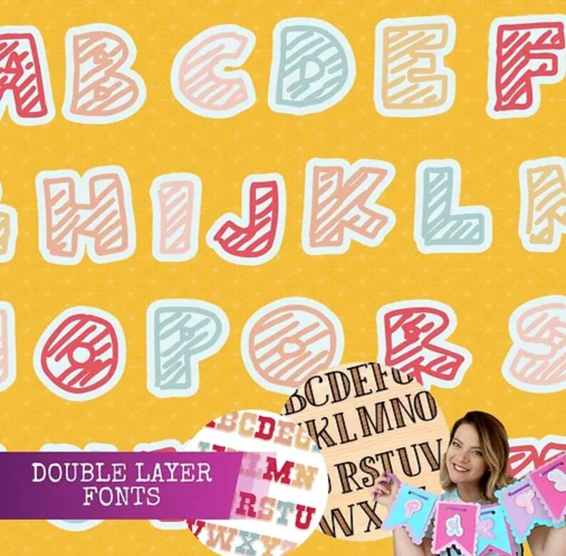 Exclusive Auntie Tay cartoon Double Layer Font Alphabet A-Z Double ...
