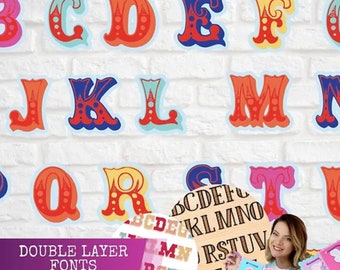 Exclusive Auntie Tay basic Block Double Layer Font Alphabet A-Z Double ...
