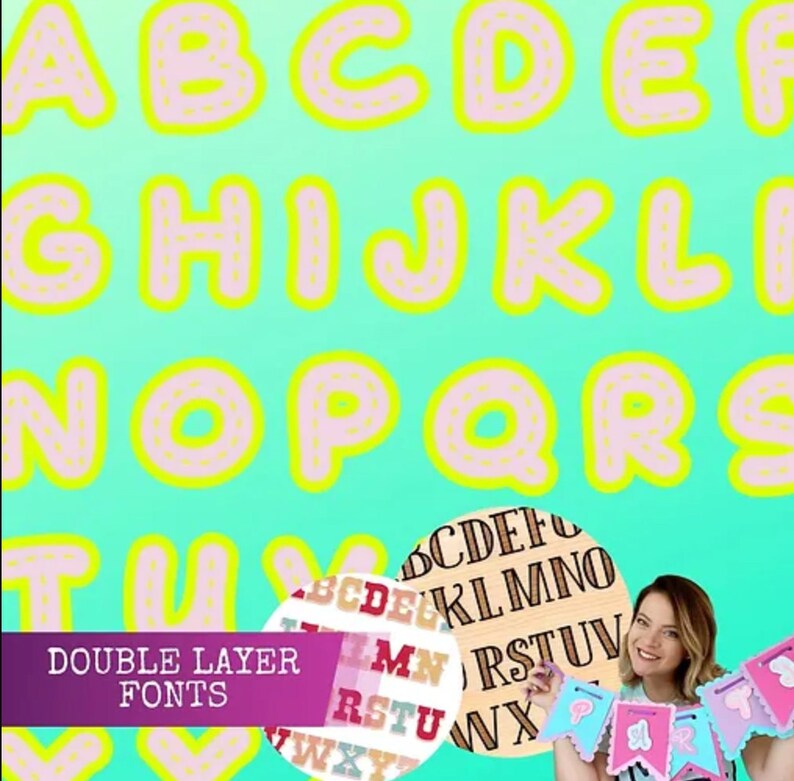 Exclusive Auntie Tay stitch Double Layer Font Alphabet A-Z Double Layer ...