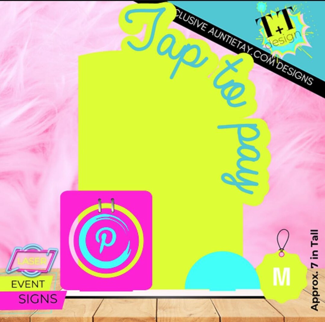 Auntie Tay "tap to Pay" Sign Arch Acrylic Single Dangle Social Code ...