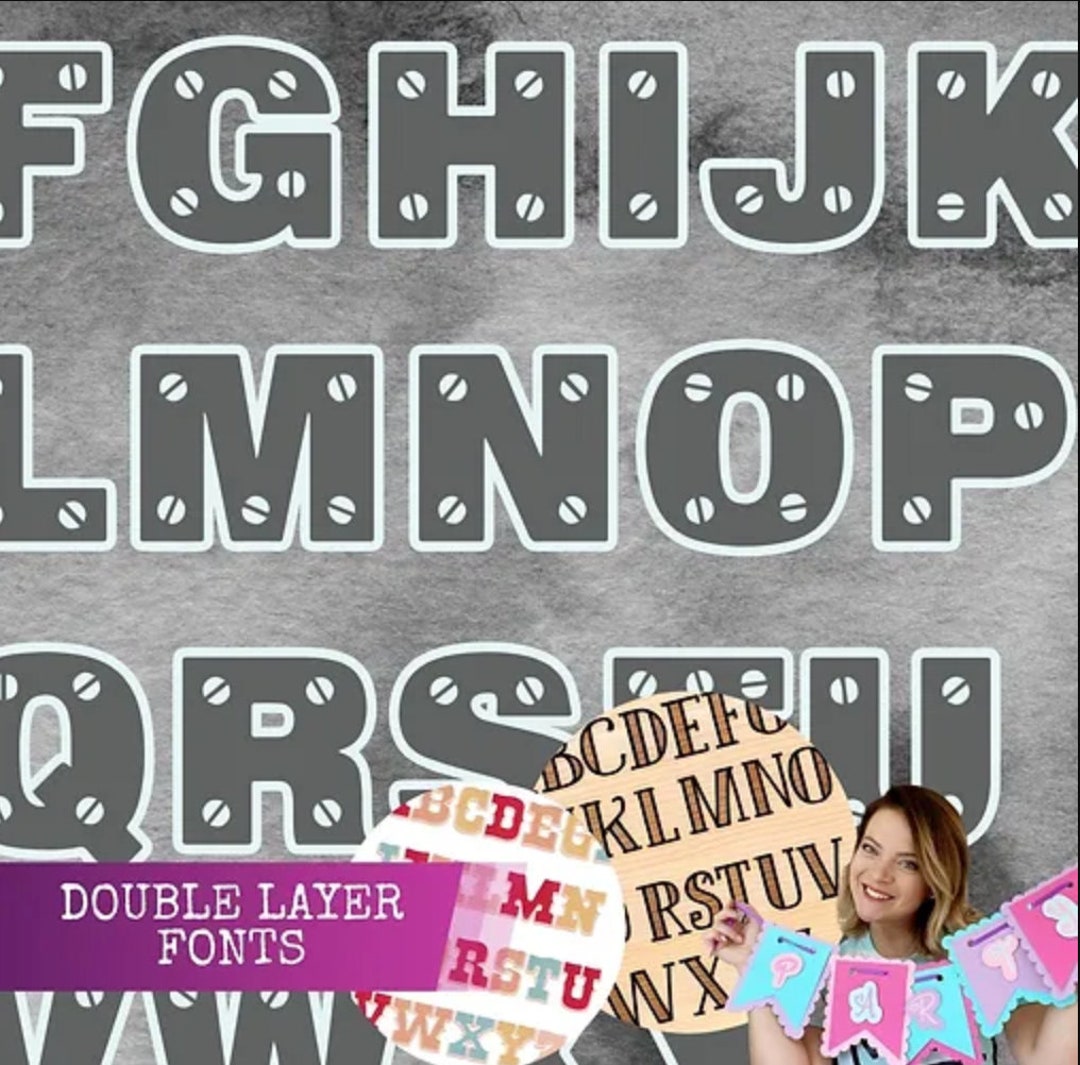 Exclusive Auntie Tay screws Double Layer Font Alphabet A-Z Double Layer ...