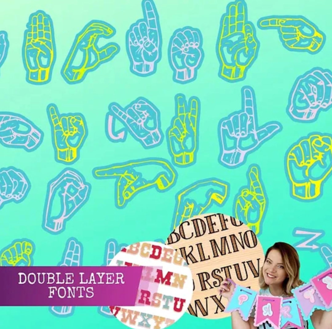Exclusive Auntie Tay asl Double Layer Font Alphabet A-Z Double Layer ...