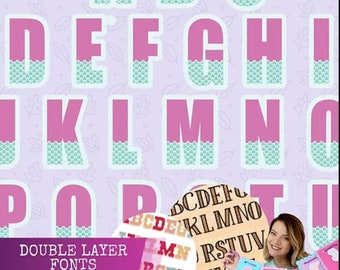 Exclusive Auntie Tay basic Block Double Layer Font Alphabet A-Z Double ...