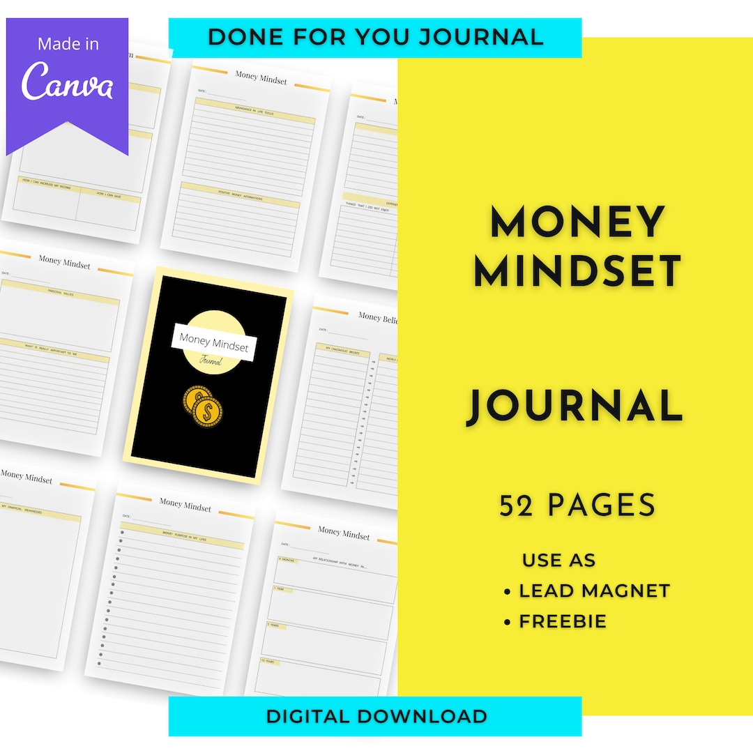 Money Mindset Journal | Personalized Daily Journal Canva Template ...