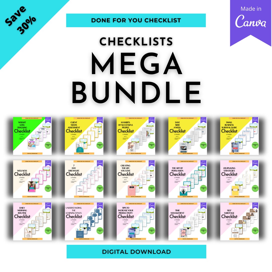 Checklists Mega Bundle | Done for You Visual Task Creativity Canva ...