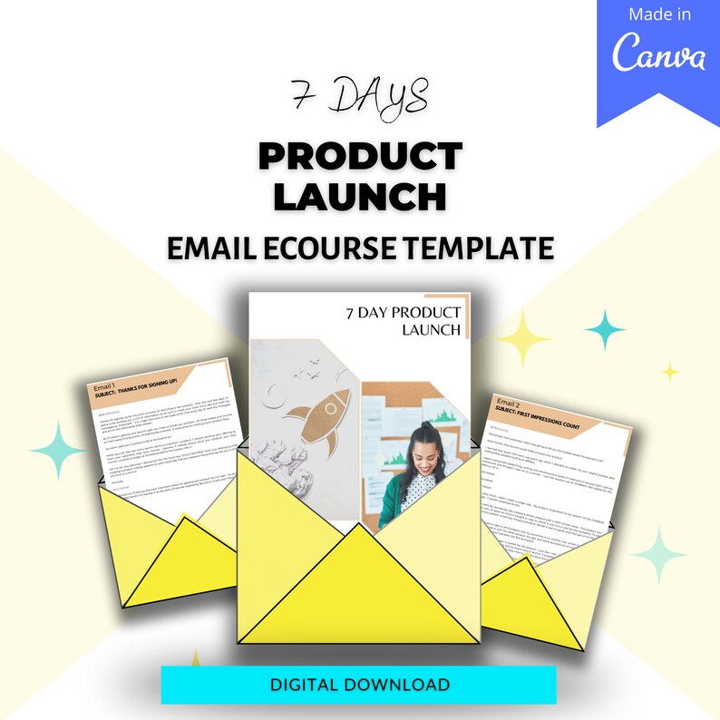 7 Day Product Launch | Done for You Ecourse Canva Email Templates ...