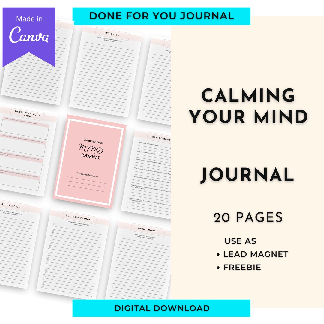 Calming Your Mind Journal | Done for You Personalized Journal Canva ...