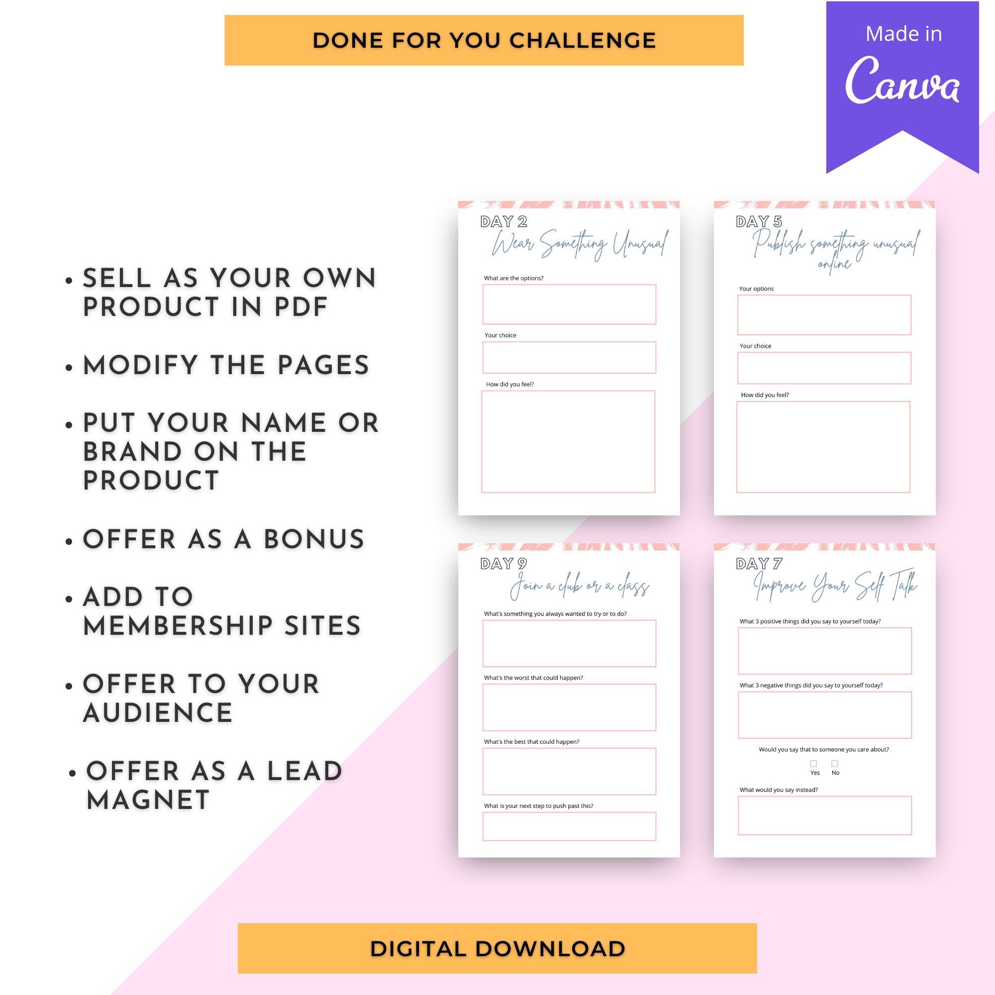 30-day to Leave Your Comfort Zone Challenge | Done for You Visual Task ...
