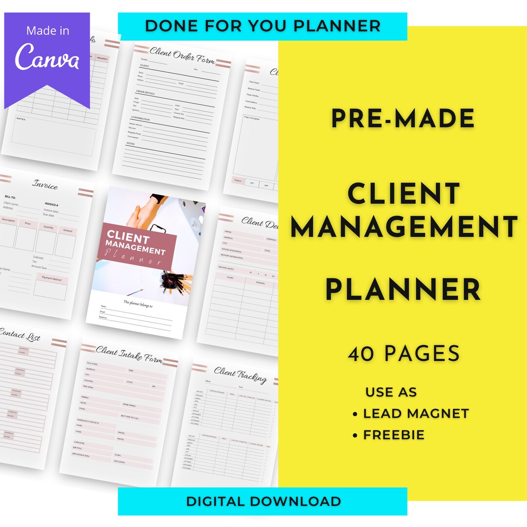Client Management Planner | Done for You Planner Canva Templates ...