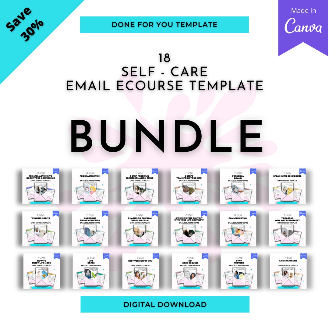 Self-care Email Ecourse Template Bundle | Canva, Done for You (digital ...
