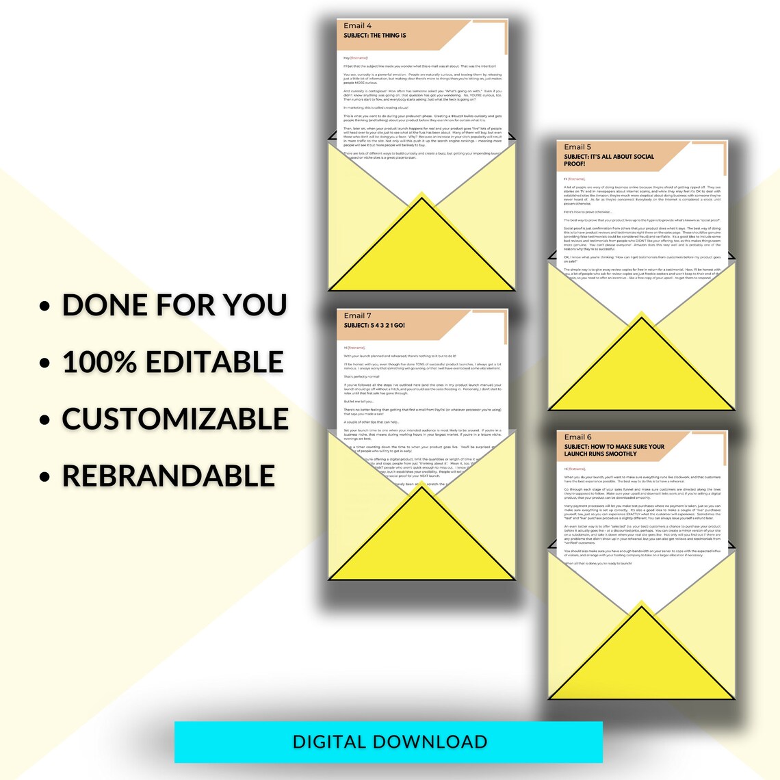 7 Day Product Launch | Done for You Ecourse Canva Email Templates ...