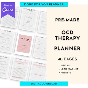 OCD Therapy Planner | Done for You Planner Canva Templates Digital ...