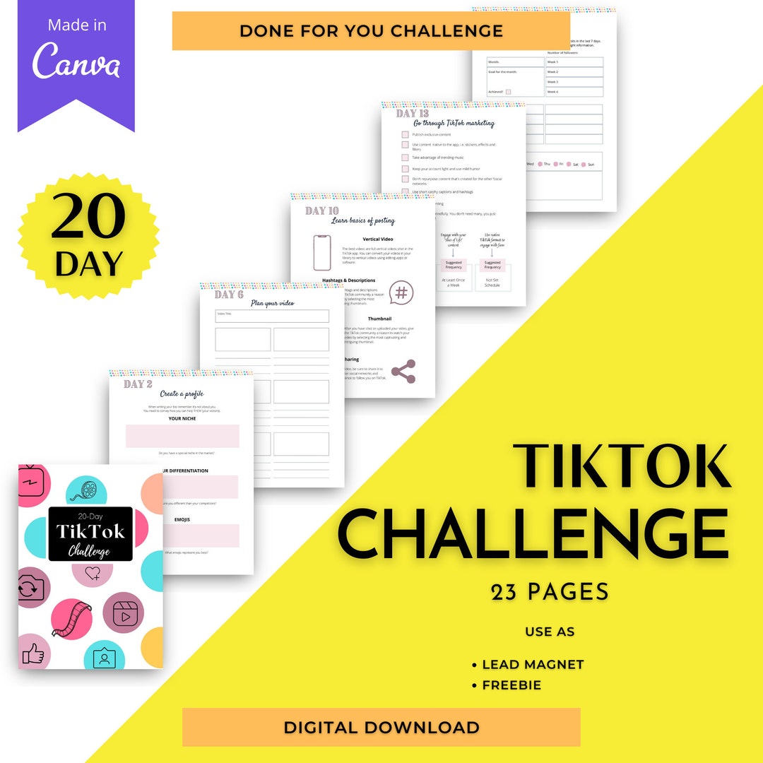 20-day Tiktok Challenge | Done for You Visual Task Quest Creativity ...
