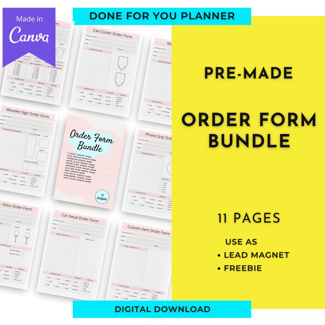 Order Form Bundle – Done-for-you Planner | Printable Business Forms ...