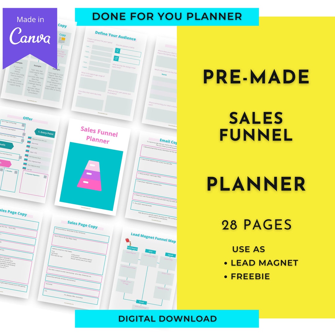 Sales Funnel Planner | Done for You Planner Canva Templates Digital ...