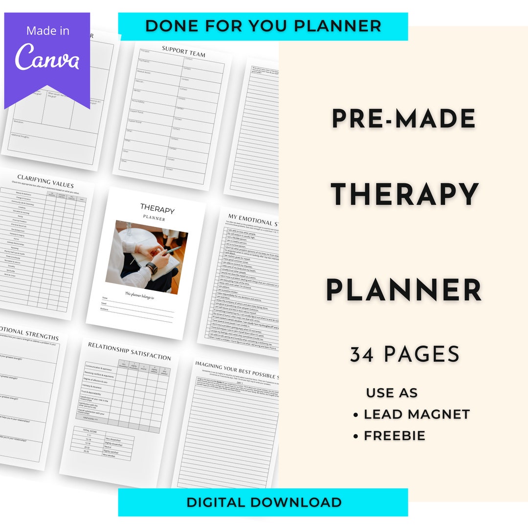 PTSD Therapy Planner | Done for You Planner Canva Templates Digital ...