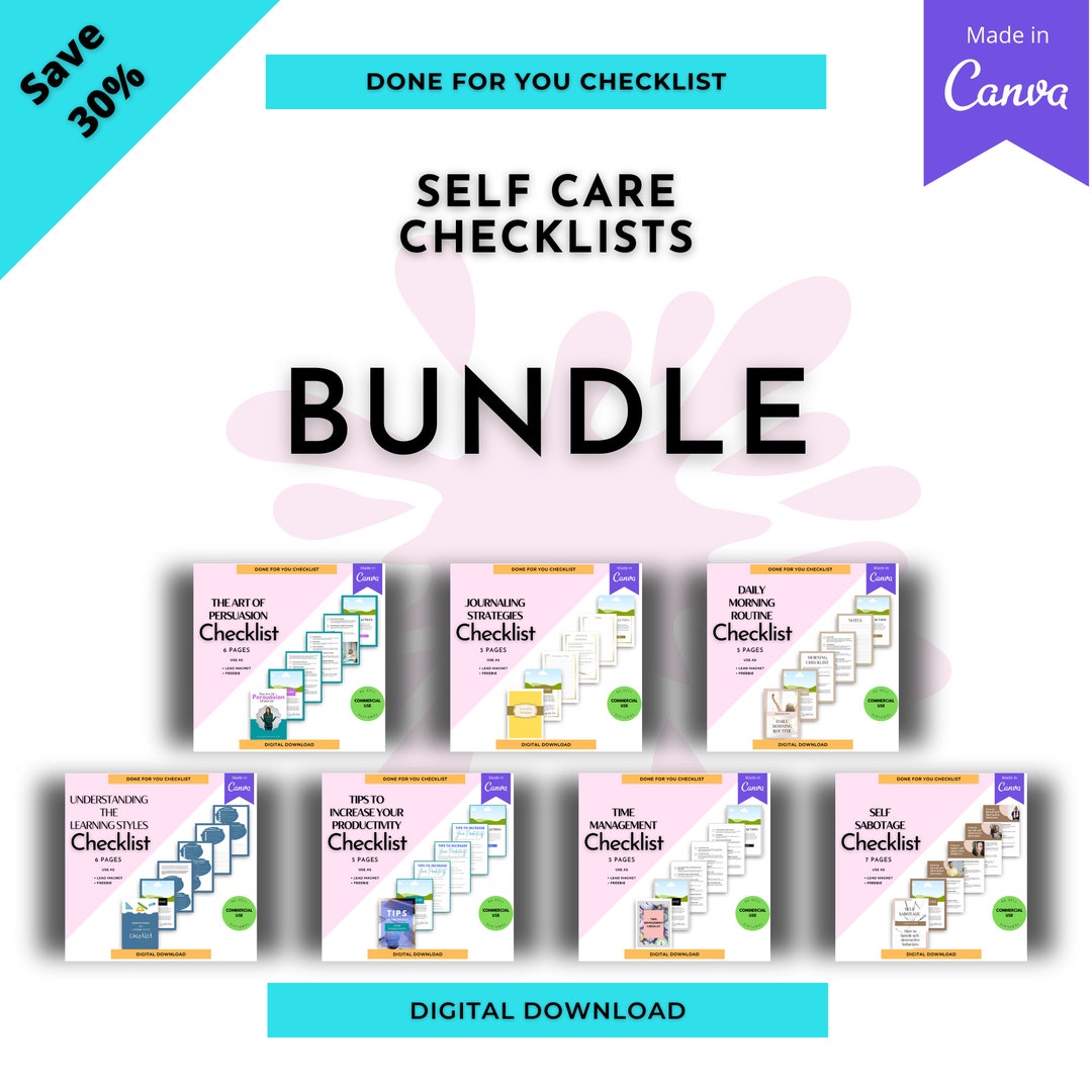 Self Care Checklists Bundle | Done for You Visual Task Creativity Canva ...