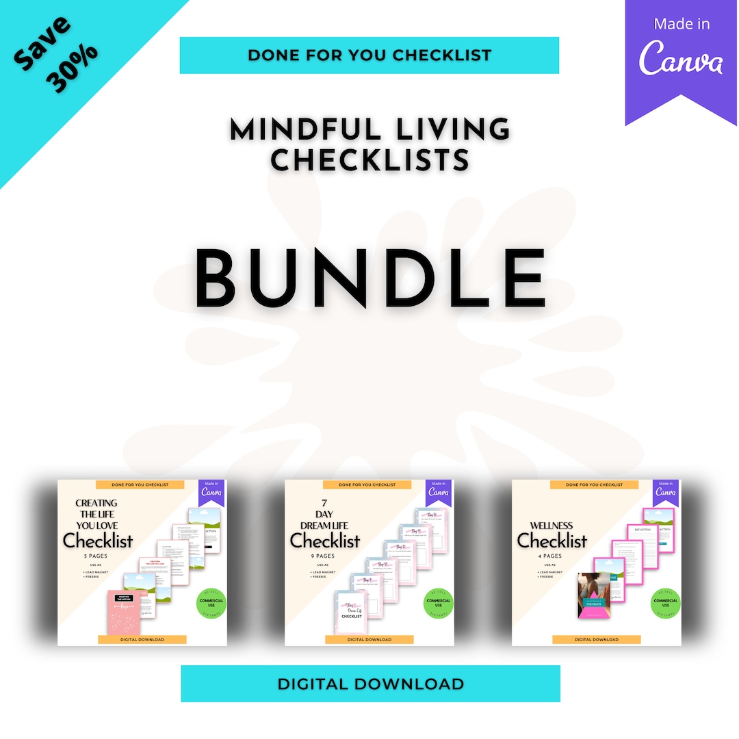 Mindful Living Checklists Bundle | Done for You Visual Task Creativity ...