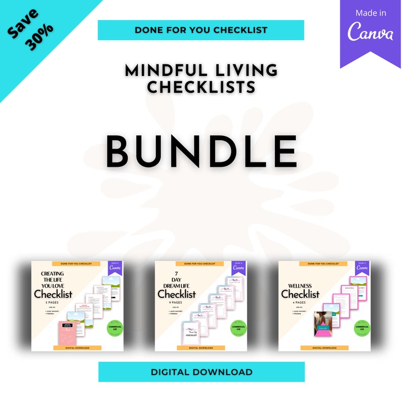 Mindful Living Checklists Bundle | Done for You Visual Task Creativity ...