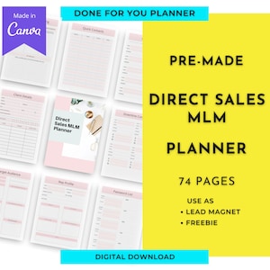 Direct Sales MLM Planner | Done for You Planner Canva Templates Digital ...