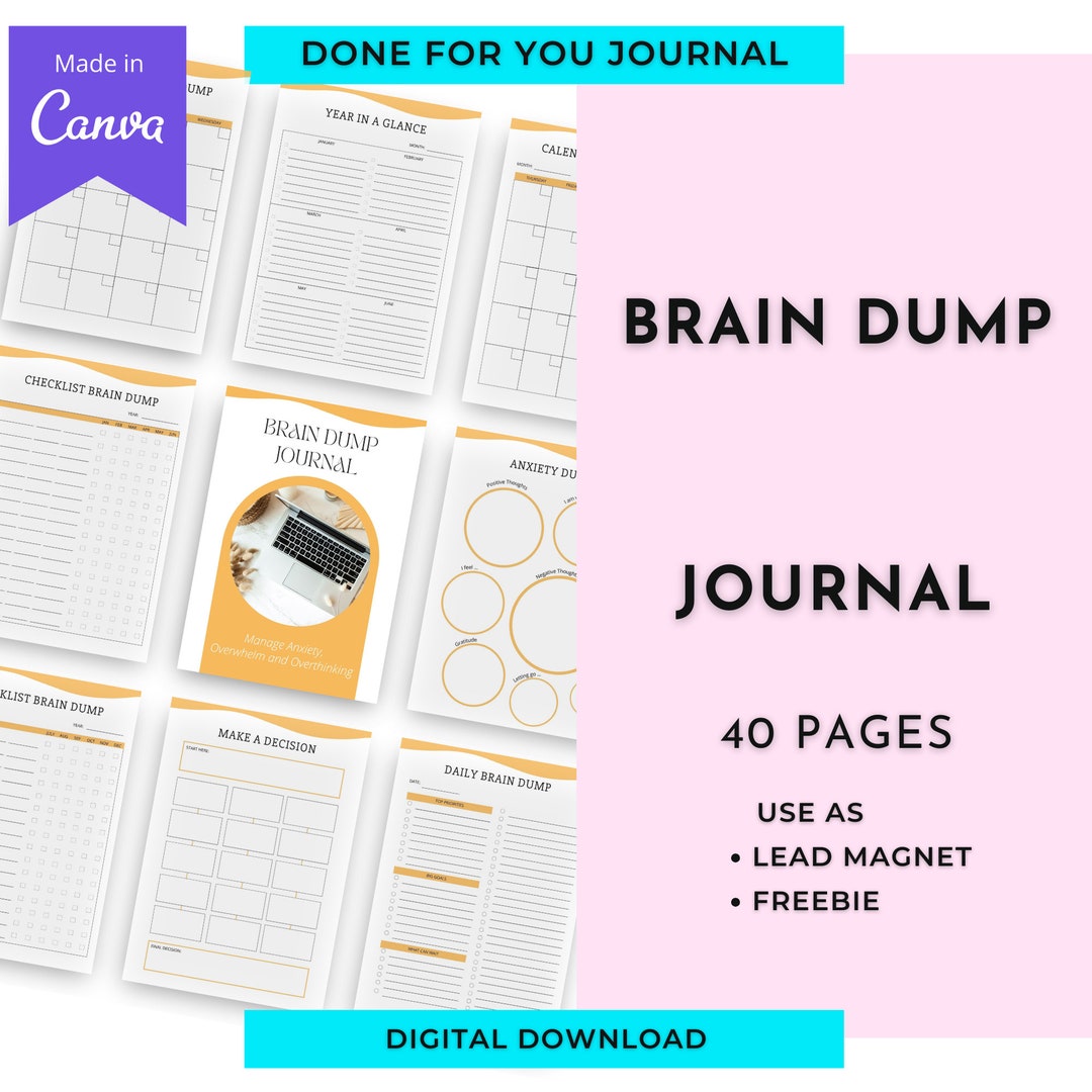 Brain Dump Journal | Done for You Personalized Journal Canva Templates ...