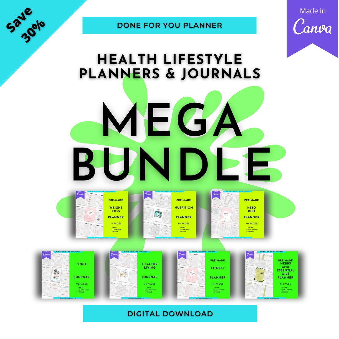 Healthy Lifestyle Planners & Journals Mega Bundle | Done for You ...