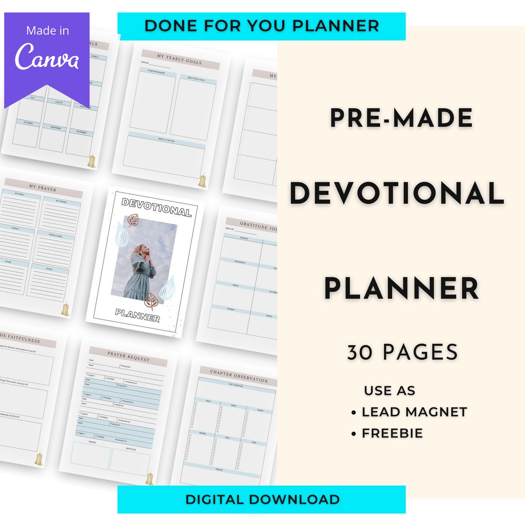 Devotional Planner | Done for You Planner Canva Templates Digital ...