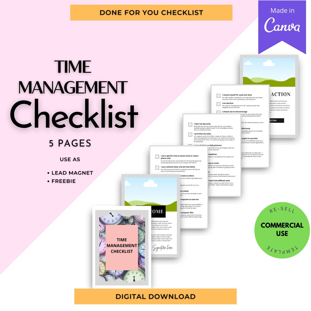 Time Management | Done for You Visual Task Creativity Canva Checklist ...